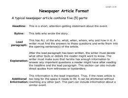 Newspaper Article Template For Students