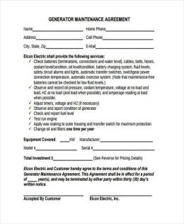 Creating A Maintenance Contract Template Free Sample Example