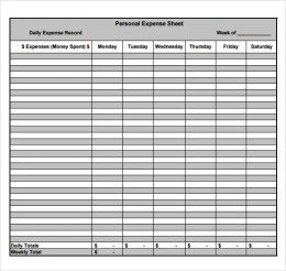 Printable Expense Sheet