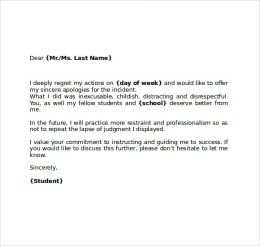 Apology Letter To Substitute Teacher