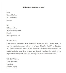 5 Non Acceptance Of Resignation Letter Sample 36guide ikusei