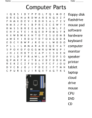 Parts Of A Computer Word Search Parts Of A Computer Word Search