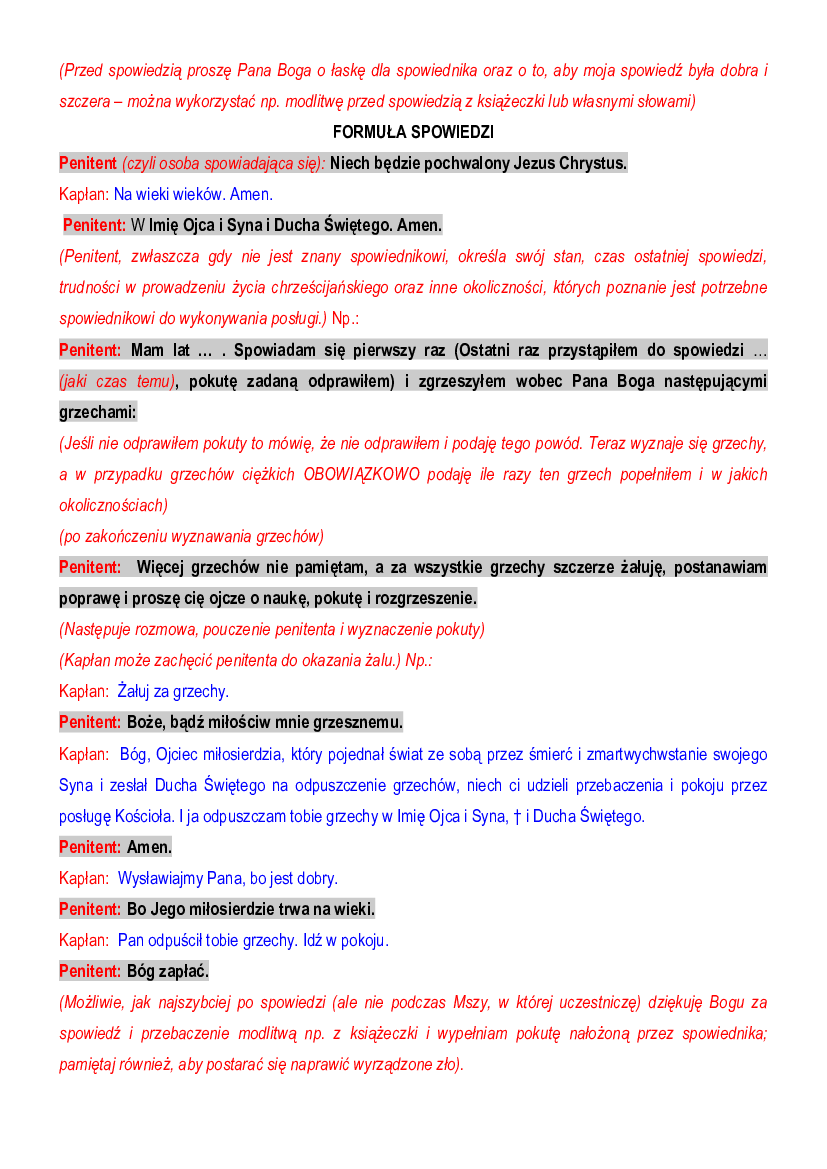 Formua Spowiedzi Dla Klasy 3 - question