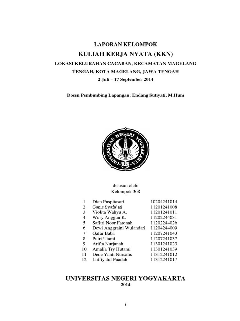 Contoh Laporan Kkn Kelompok Lengkap