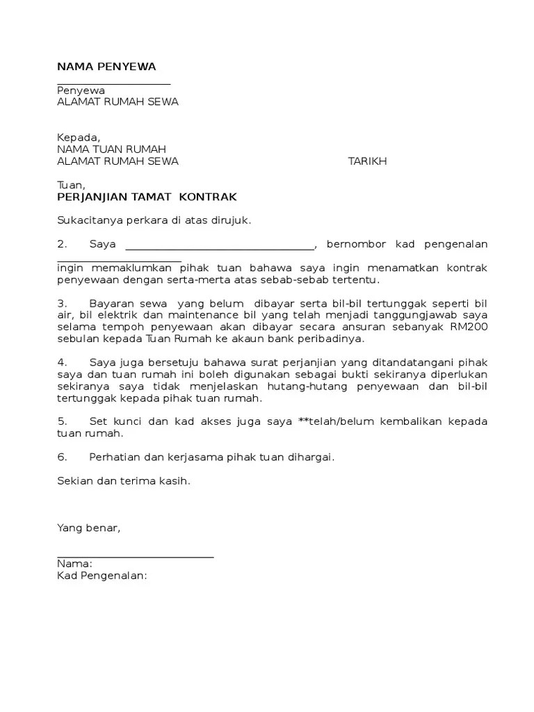 Contoh Surat Notis Pengosongan Rumah Sewa / Notis Penamatan Sewa Dan ... Contoh Surat Notis Pengosongan Rumah Sewa / Notis Penamatan Sewa Dan ...