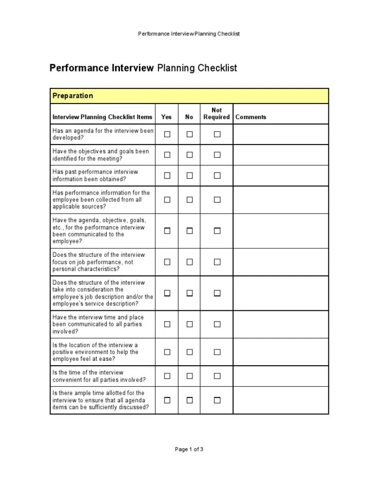 A Performance Checklist For 2023 Sample Documents