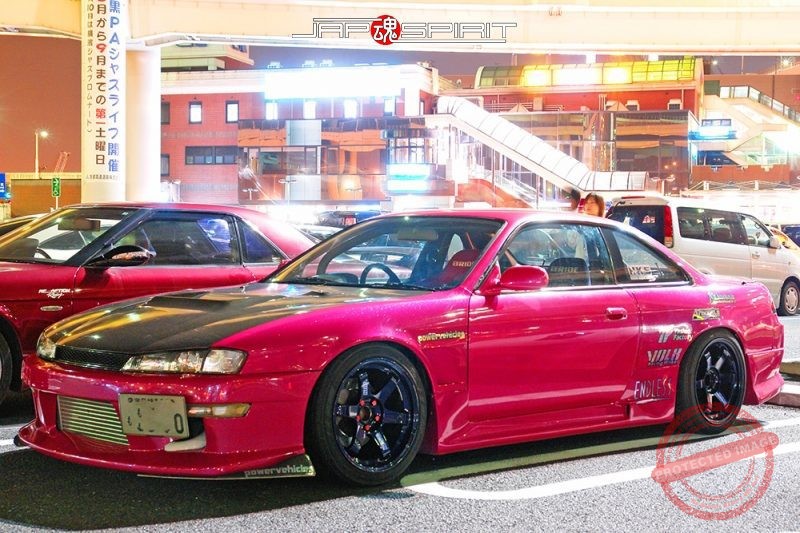 NISSAN Silvia S14 street drift style pink color black bonnet - JAP SPIRIT
