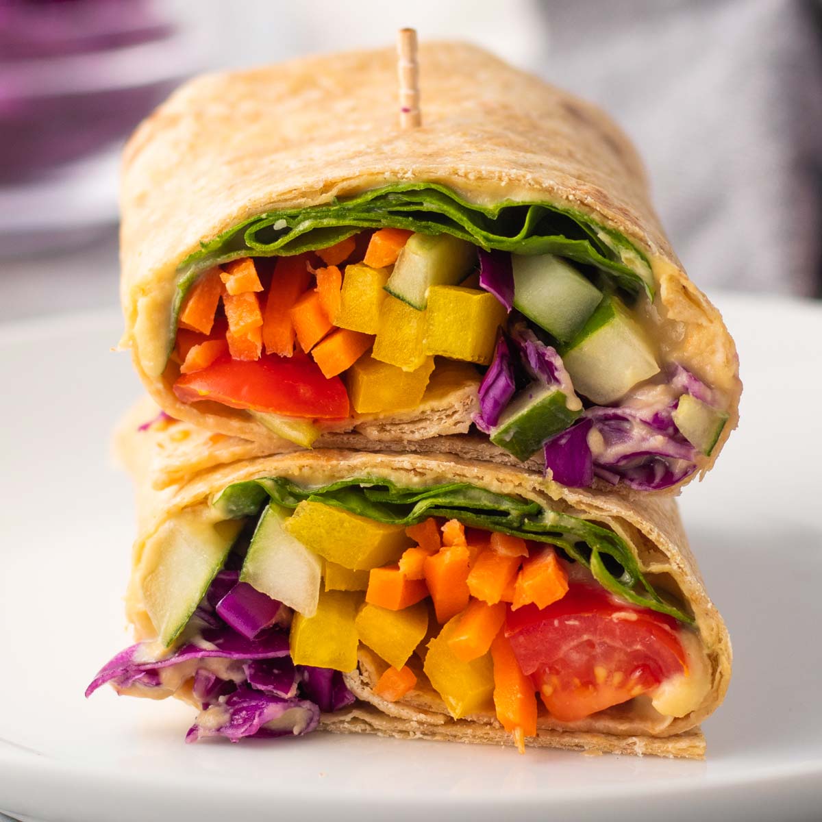 Hummus Wraps with Rainbow Veggies - Karissa's Vegan Kitchen