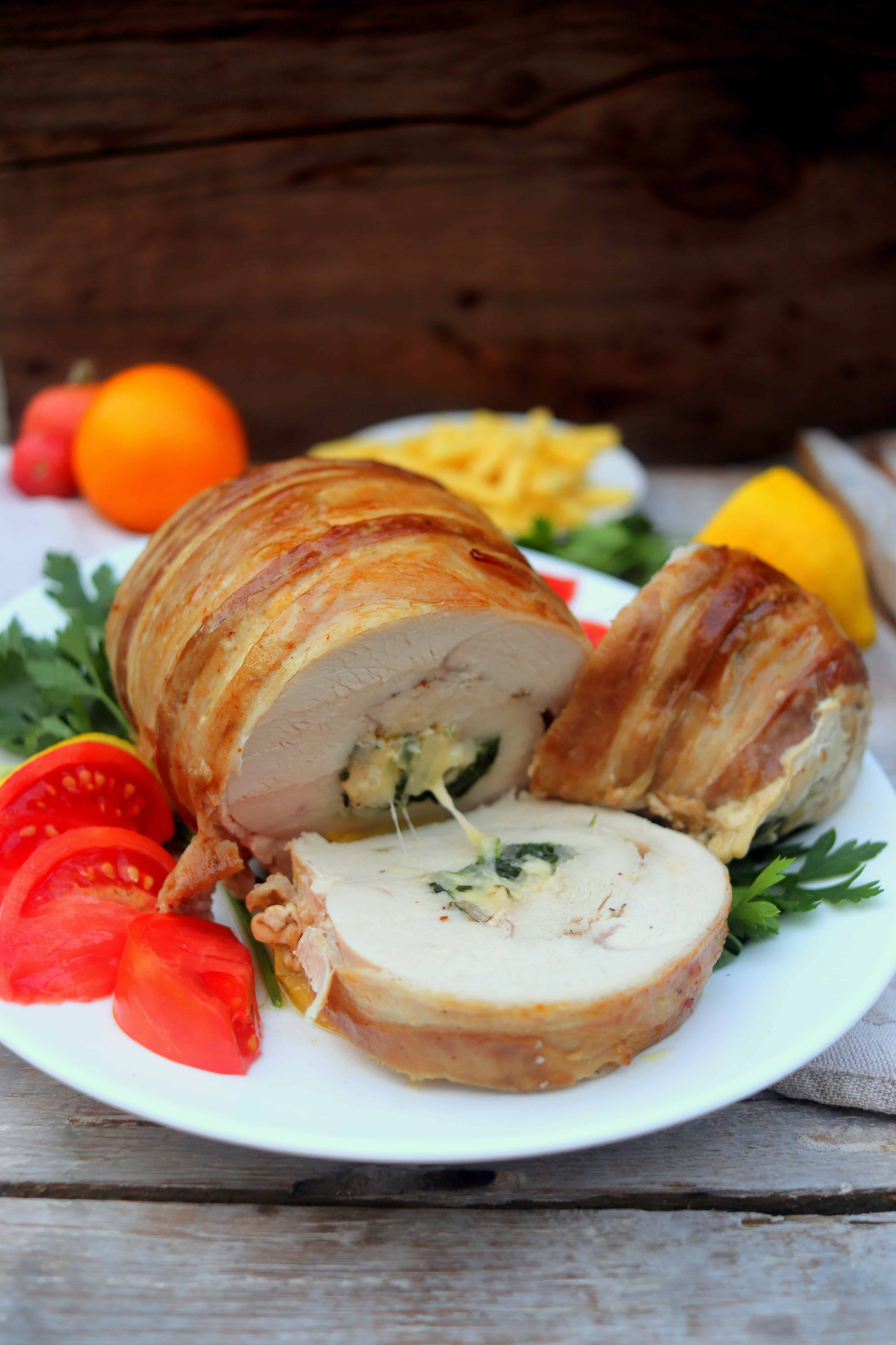 Keto Stuffed Turkey Roll (Bacon-Wrapped!) - Keto Cooking Wins