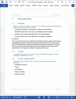 User Guide Templates 5 X MS Word 