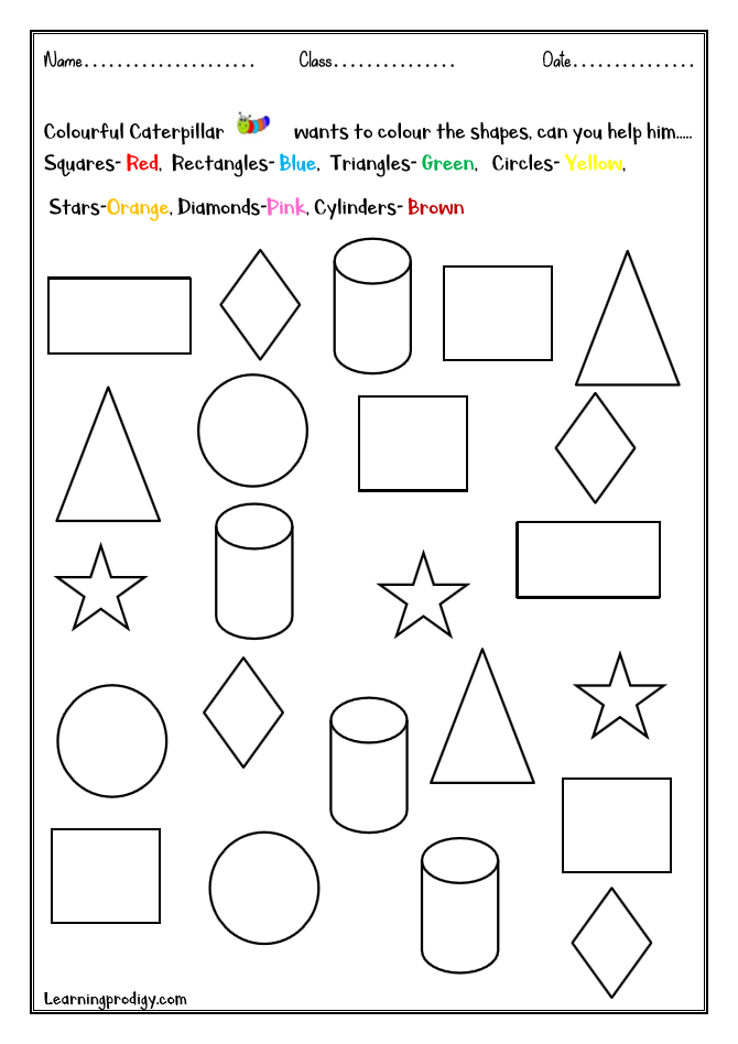 Shapes Colouring - LearningProdigy - Colouring, Maths, Maths Shapes ...