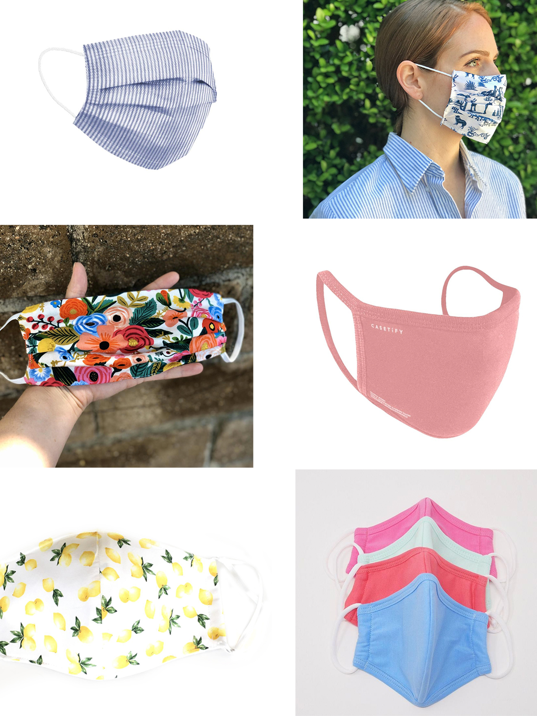 8 Protective Face Masks (For Adults & Kids) - Lemon Stripes