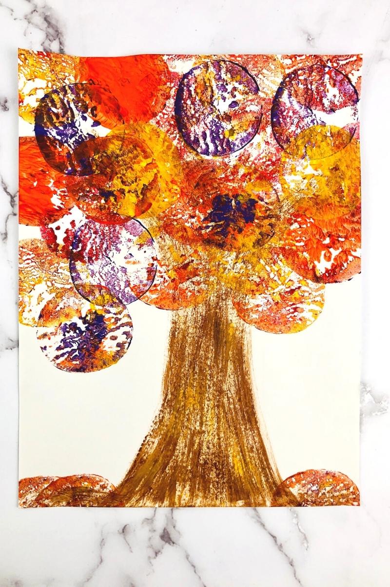 Fall Tree Apple Stamping Craft For Kids - Made In A Pinch