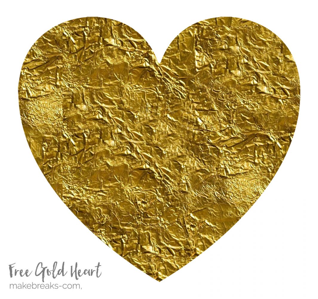 Free Gold Heart For Handmade Cards and Scrapbook Pages - Make Breaks
