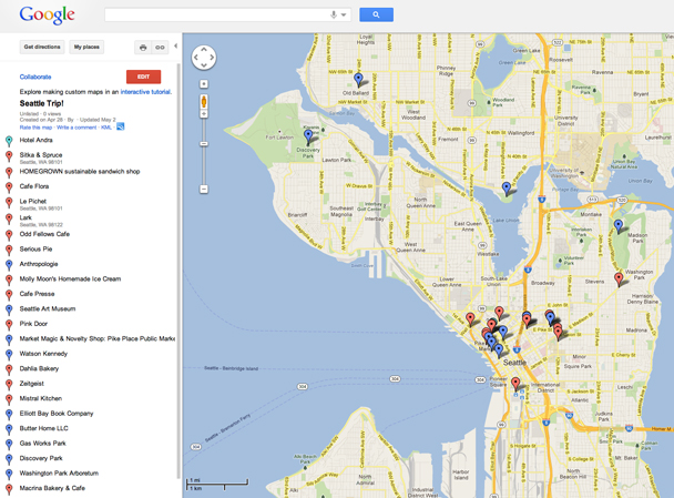 Trip Planning: Google Maps - Map & Menu