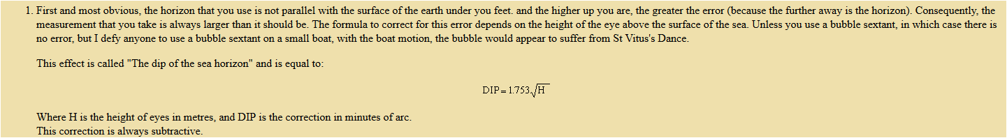 Correcting Sextant Measurements For Dip | Math Encounters Blog