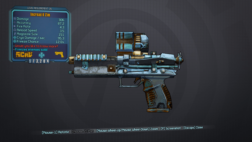 Zim » Borderlands Legendary Pistol » MentalMars