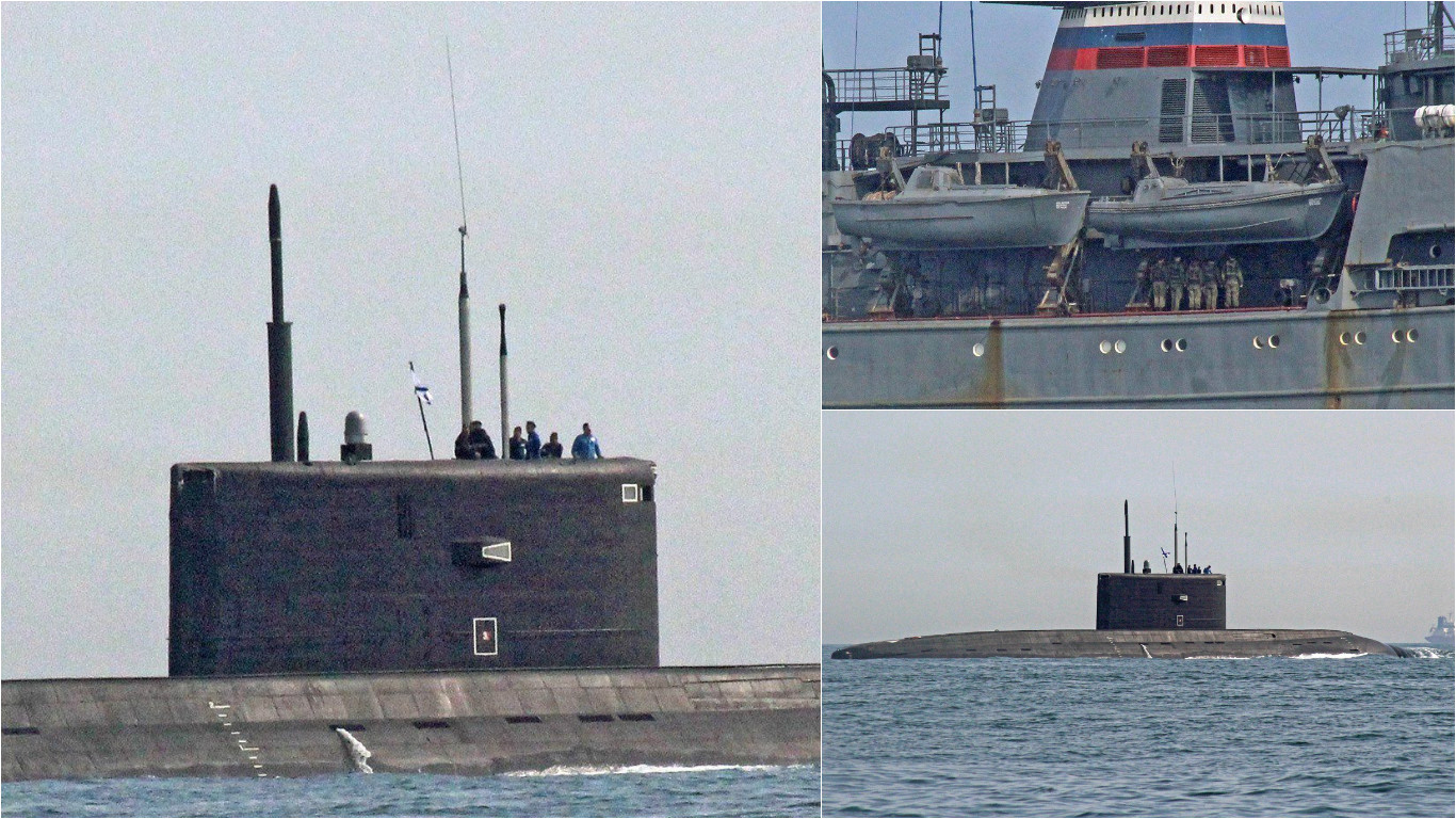 Russian submarine surfaces in English channel armed with missiles ...