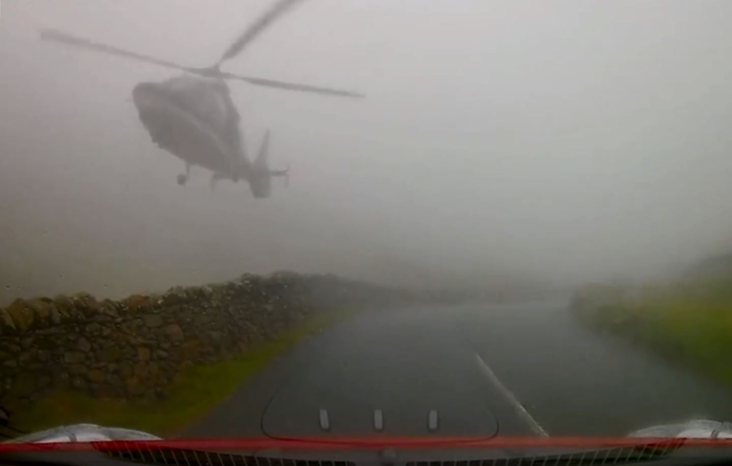 SAS helicopter appears from fog in Kirkstone Pass and startles drivers ...