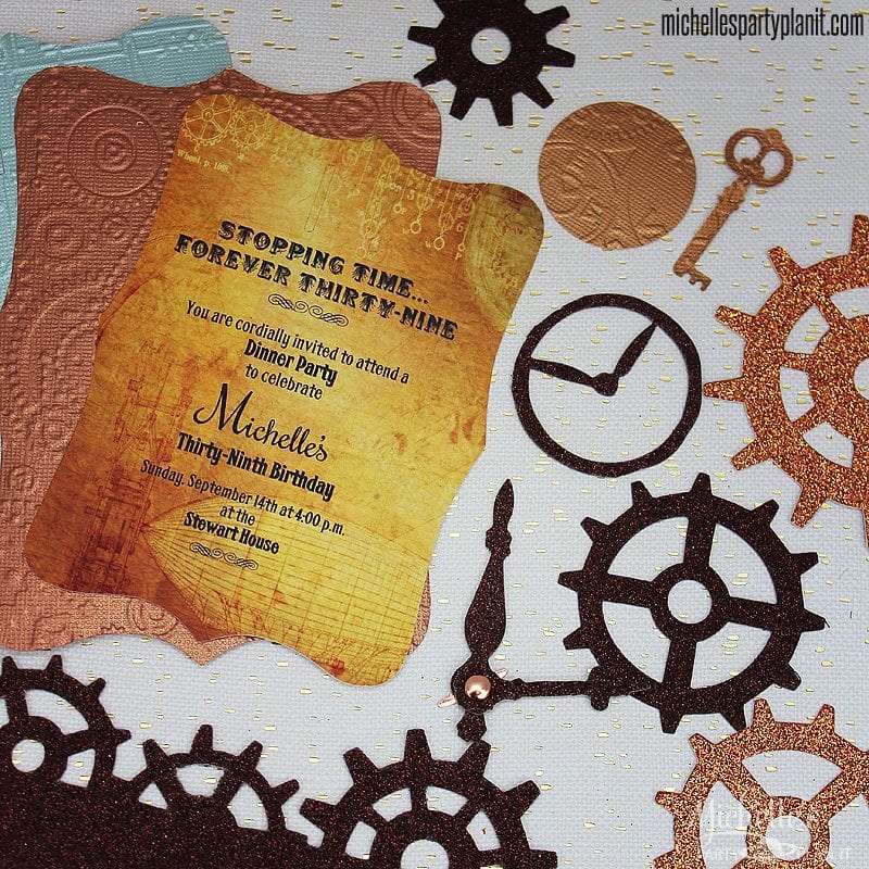 Steampunk Party Invitation - Sizzix Tutorial - Michelle's Party Plan-It