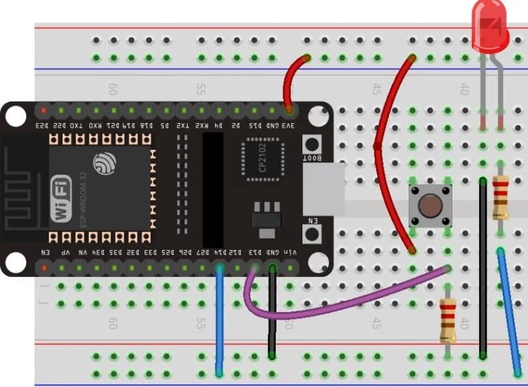 ESP32/ESP8266 Control Outputs with Web Server and Push Button