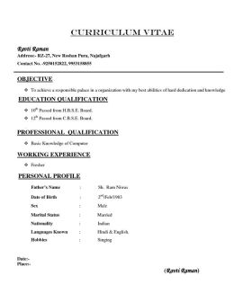 Simple Resume Format For Experienced Depression Spr che