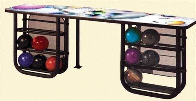 Bowling Ball Rack Tables with Barstools