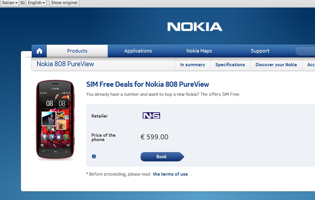 Nokia 808 PureView available at Nokia Italy? : My Nokia Blog - 200