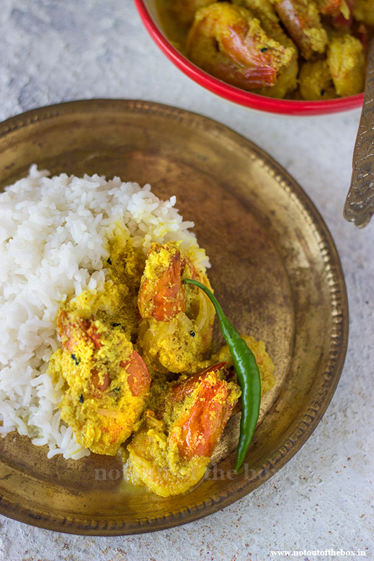 Shorshe Narkel Chingri / Mustard Coconut Prawn Curry | Not Out of the Box