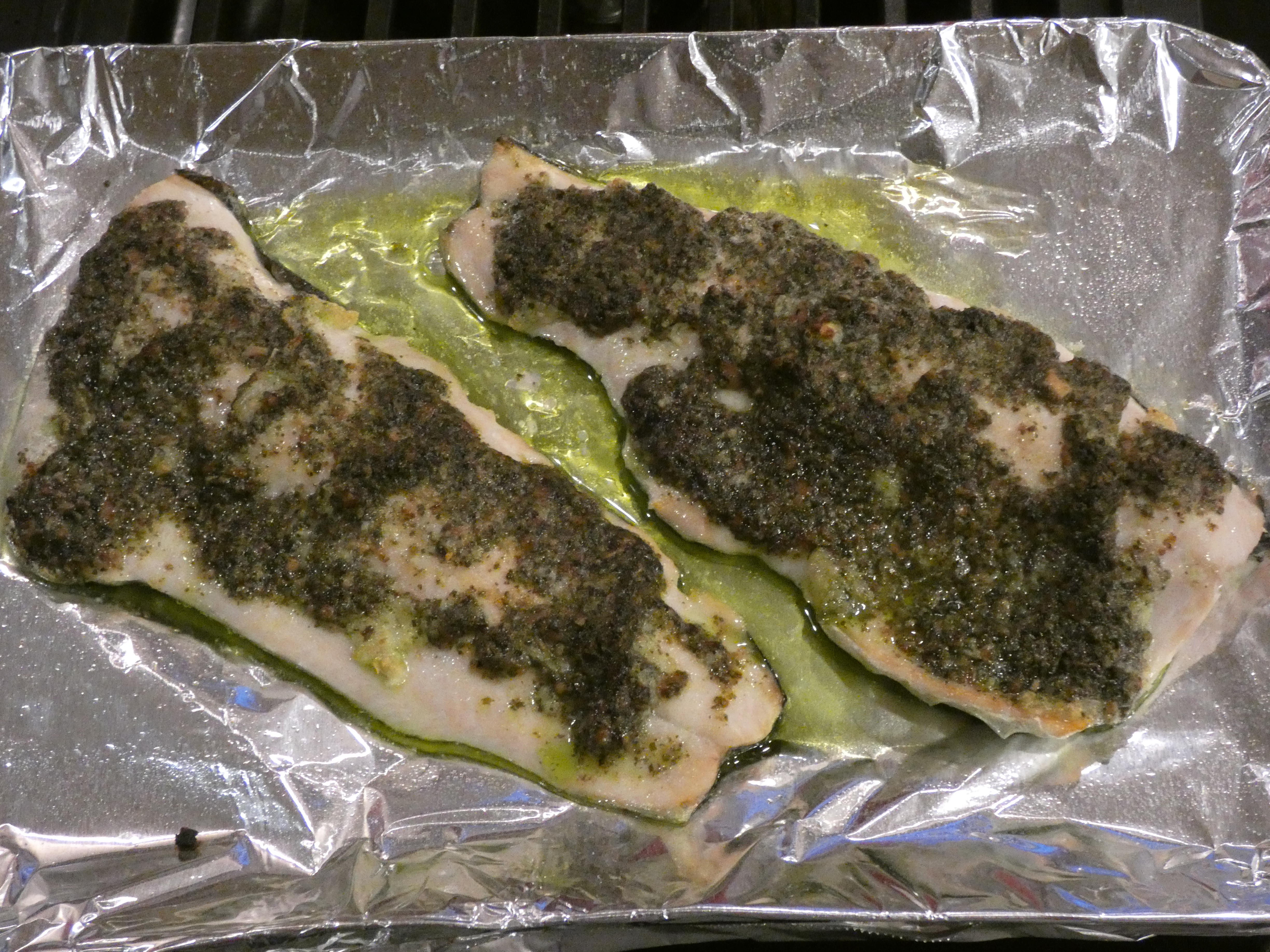 Garlic Pesto Broiled Trout | OlverIndulgence