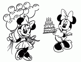 Minnie Mouse Baking Birthday Cupcake Coloring Page Printable Images