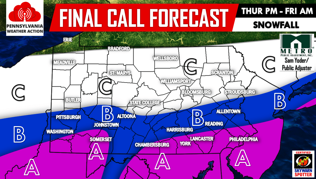 FINAL CALL Snowfall Forecast For Snow Tonight, FIRST CALL Snowfall ...
