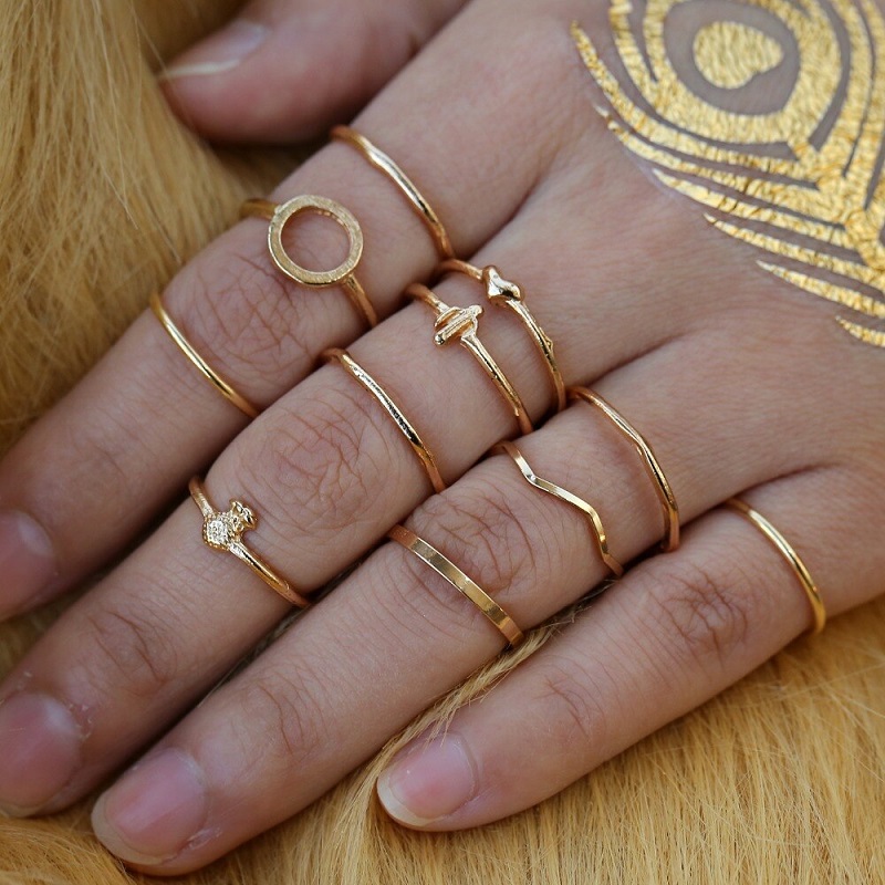 Geometric Cross Multilayer Rings Set - Power Day Sale