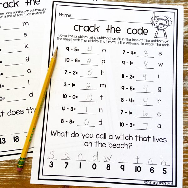 Crack the Code Math Summer Edition No Prep Addition and Subtraction ...
