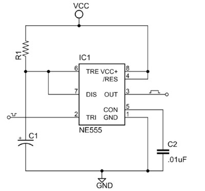 555 Timer Clock Generator Circuit - Circuit Diagram