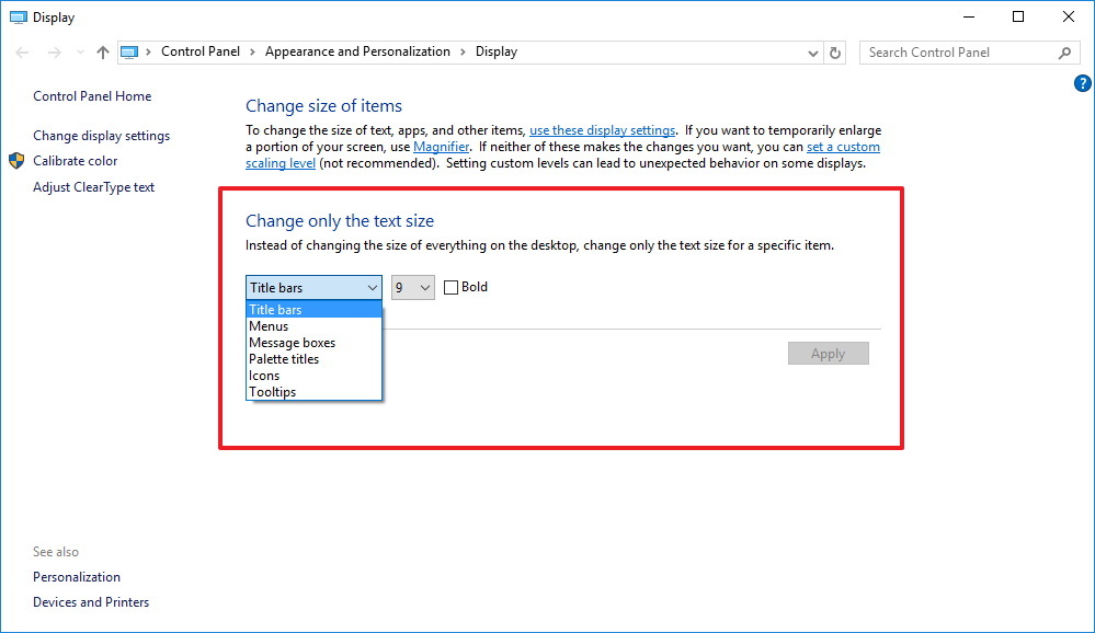 How to change display settings to make icons and text bigger on Windows ...
