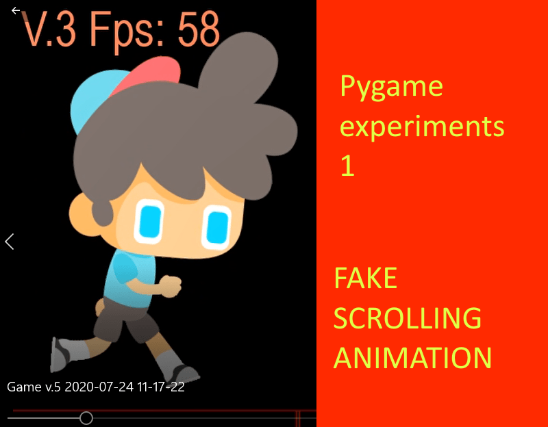 Pygame experiments: Fake scrolling animation | python programming