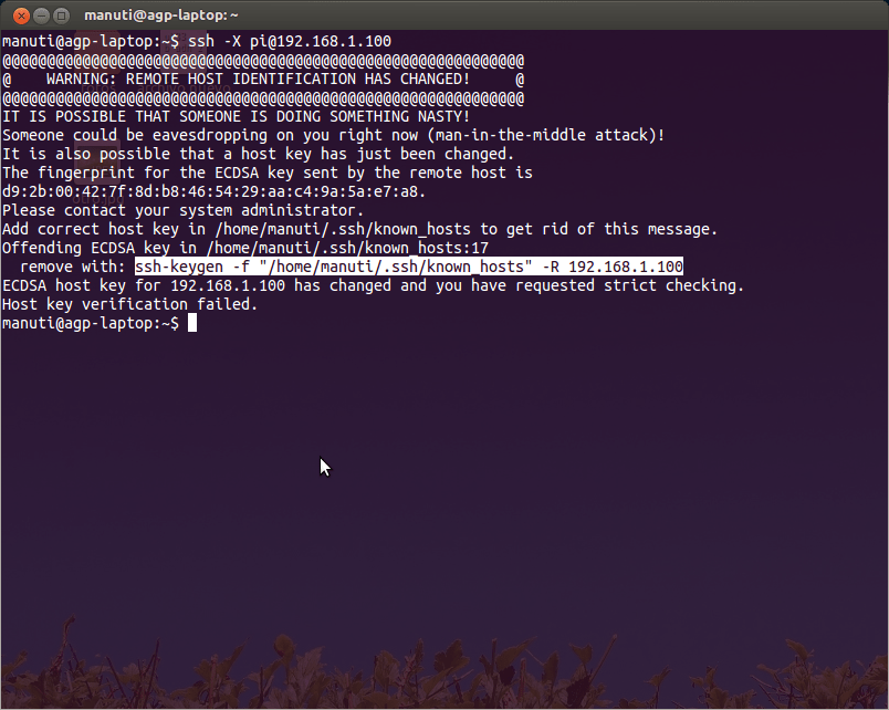 Error SSH: WARNING REMOTE HOST IDENTIFICATION HAS CHANGED!