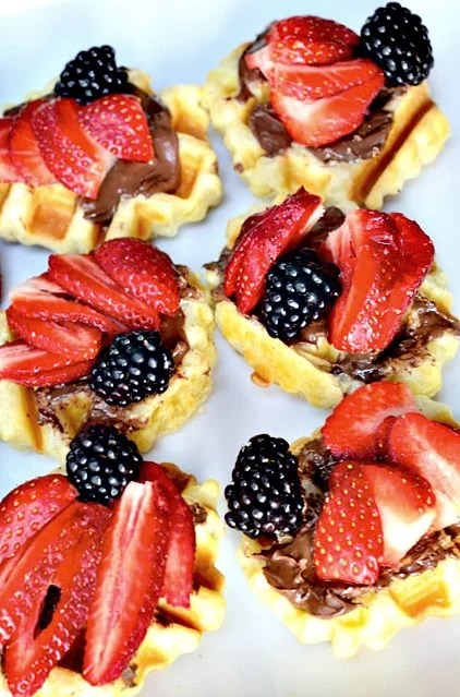 Puff Pastry Waffle Shells with Nutella and Fruit - Reluctant Entertainer