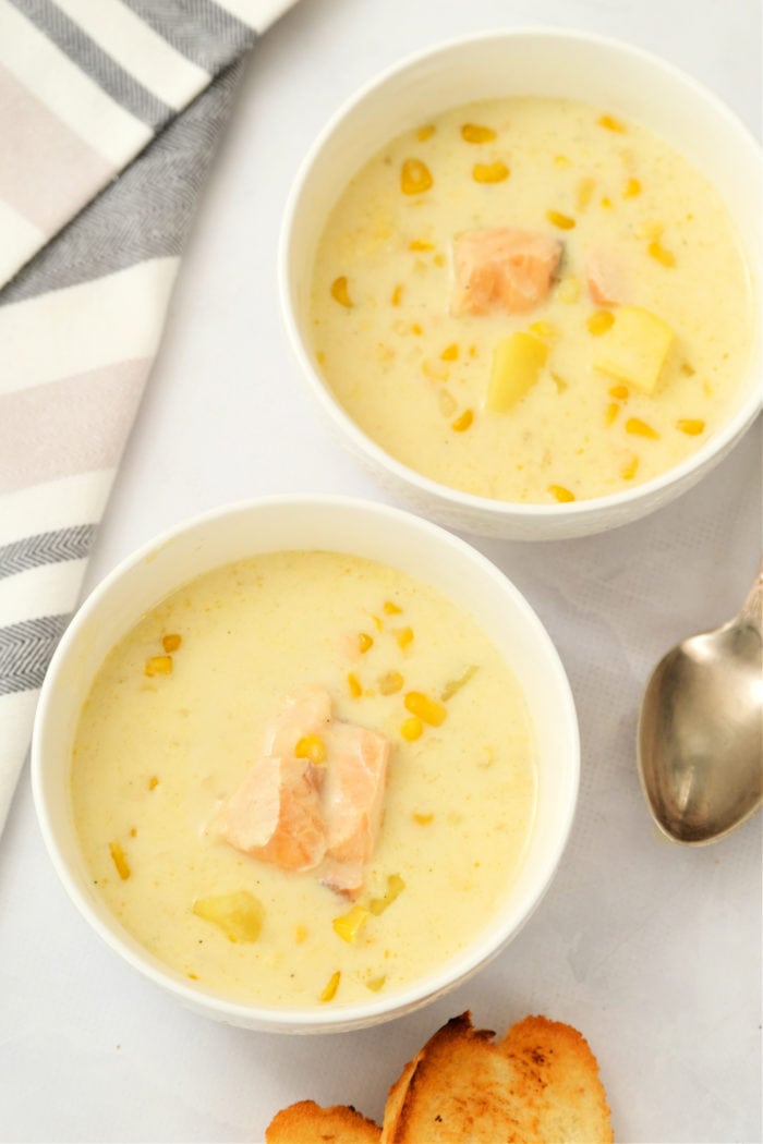 Corn Salmon Chowder Recipe - Reluctant Entertainer