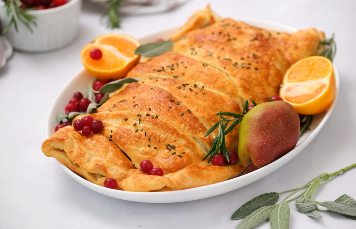 Cranberry Pear Turkey Crescent Braid - Reluctant Entertainer