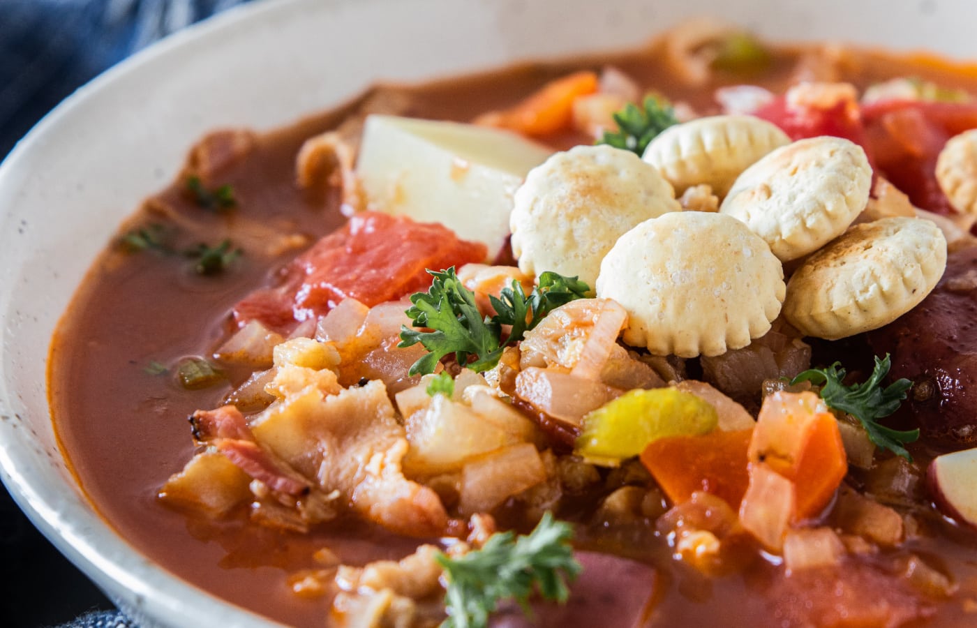 Manhattan Style Clam Chowder - Reluctant Entertainer