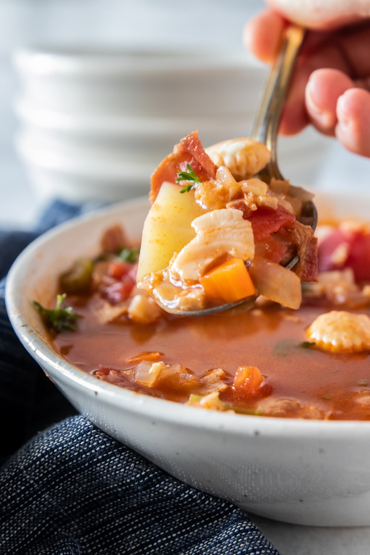 Manhattan Style Clam Chowder - Reluctant Entertainer