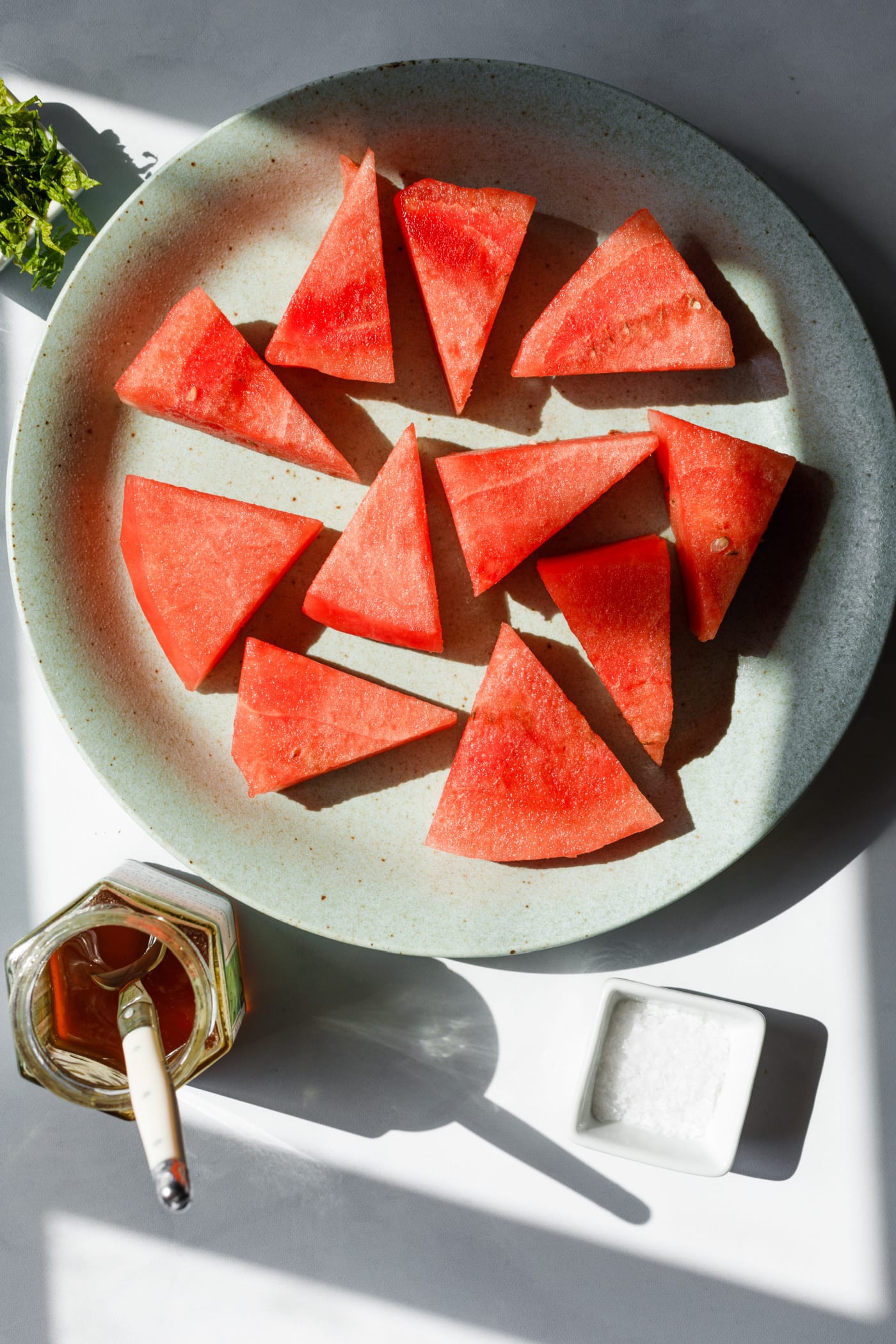 Salted Watermelon with Honey Mint - Reluctant Entertainer