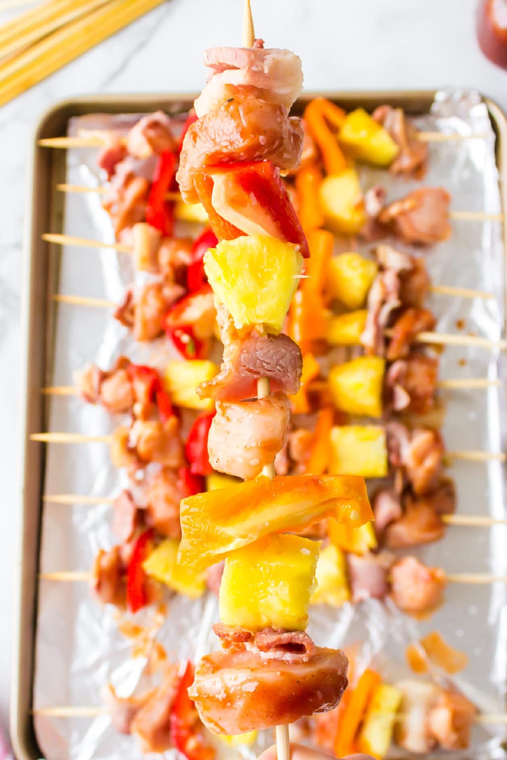 BBQ Chicken Bacon Kebabs - Reluctant Entertainer