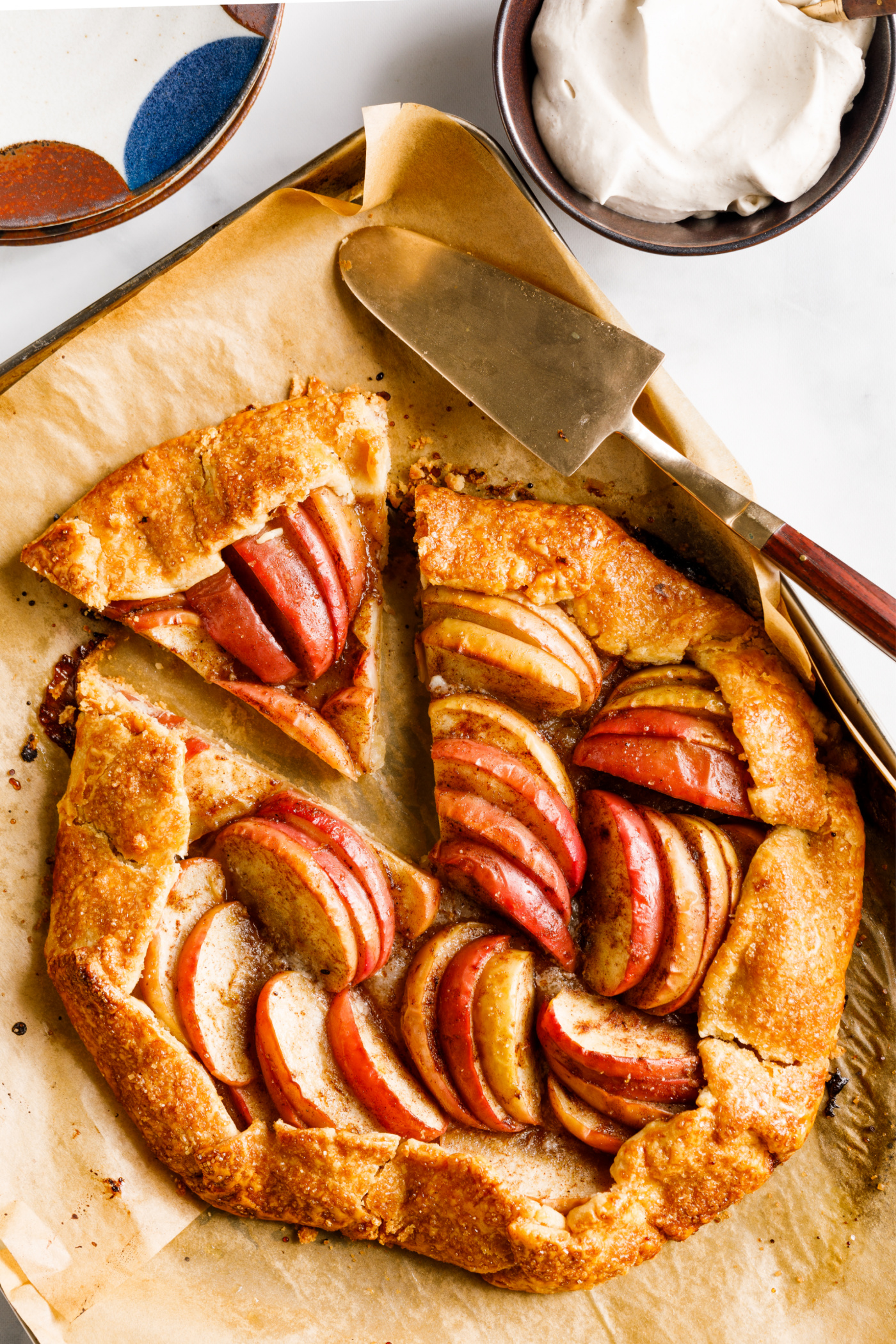 Rustic Apple Galette with Whipped Cream - Reluctant Entertainer