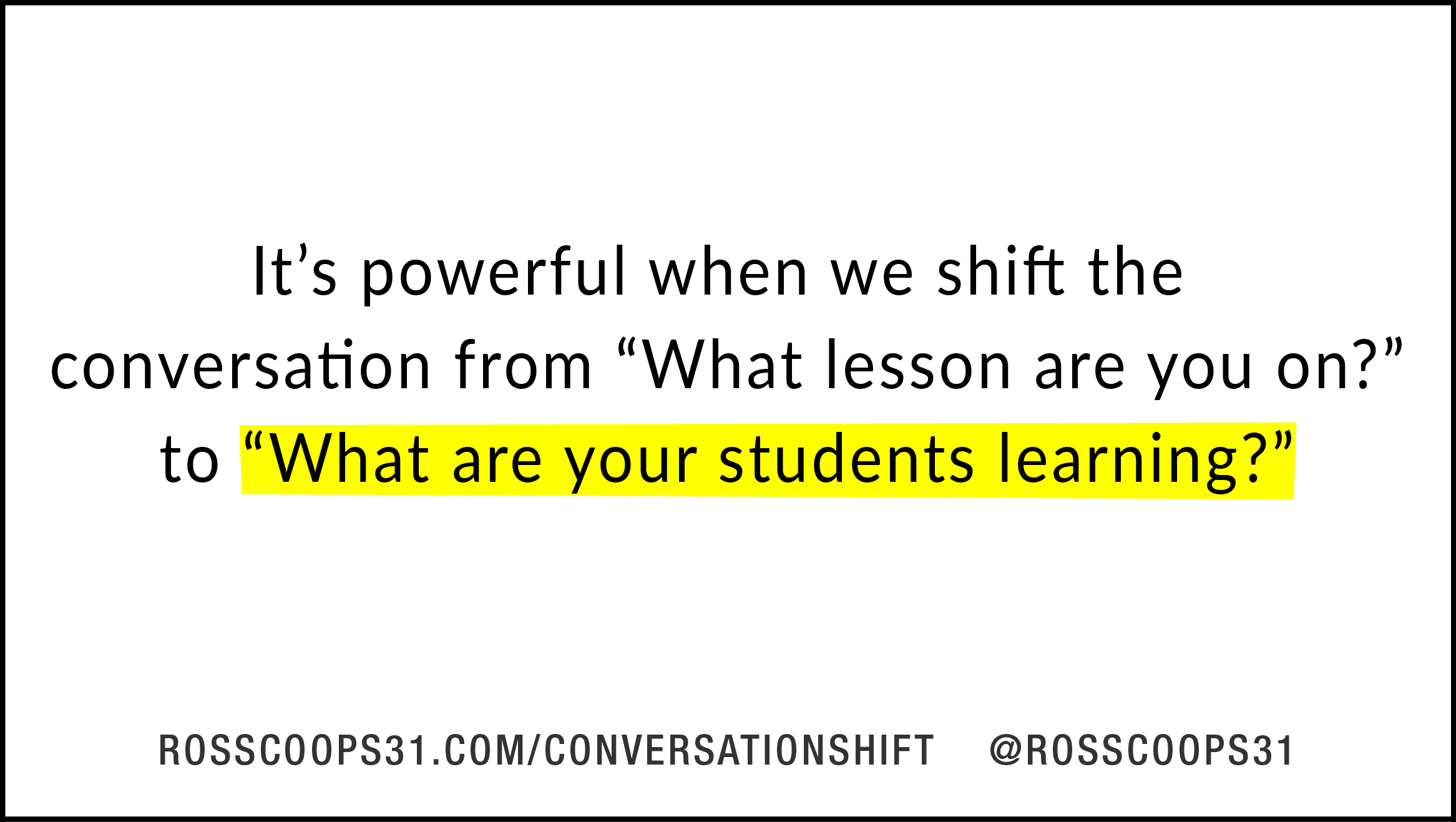 It's the Learning, Not the Lessons! - Cooper on Curriculum