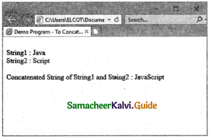 Samacheer Kalvi 11th Computer Applications Guide Chapter 14 Introduction to Javascript ...