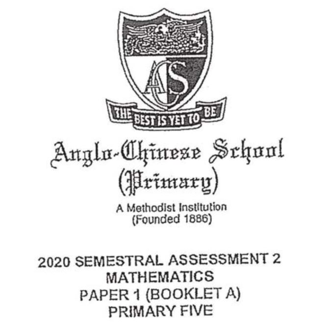 P5 / ACS / 2020 / SA2 / Paper 1 - Full Paper Solution – SG Pri Maths