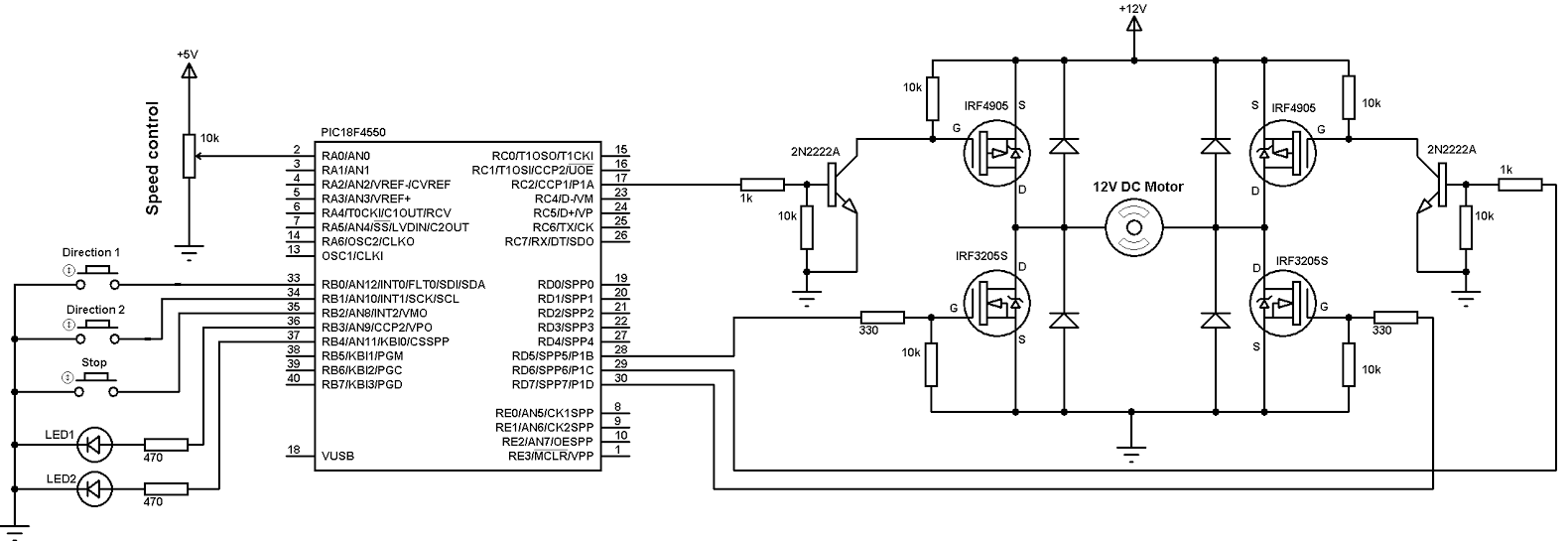 Dc Motor Control Circuit H Bridge - Circuit Diagram